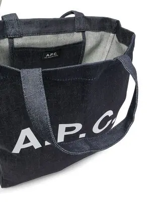 A.p.c. Logo-print Denim Tote - Blue