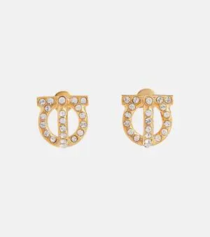 FERRAGAMO Gancini Crystal-embellished Earrings - Gold