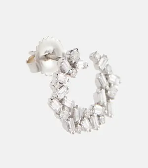 SUZANNE KALAN Chloé 18kt Gold Hoop Earrings With Diamonds - White
