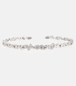 SUZANNE KALAN 18kt White Cuff Bracelet With White Diamonds - Gold