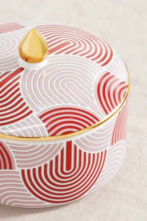 La DoubleJ Gold-plated Porcelain Jar - Red