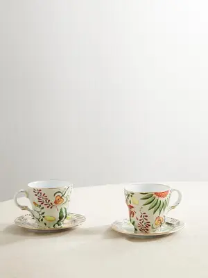 La DoubleJ Porcelain Espresso Cups And Saucers Set - White