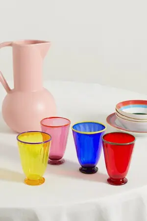 La DoubleJ Rainbow Set Of Four Murano Glasses - Red