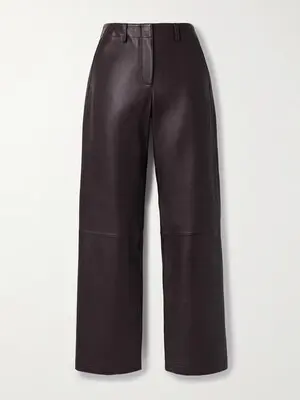 Theory Leather Straight-leg Pants - Brown
