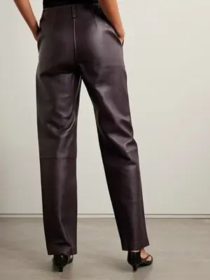 Theory Leather Straight-leg Pants - Brown