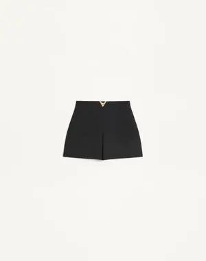 Valentino Garavani Crepe Couture Shorts With V Gold Detail - Black