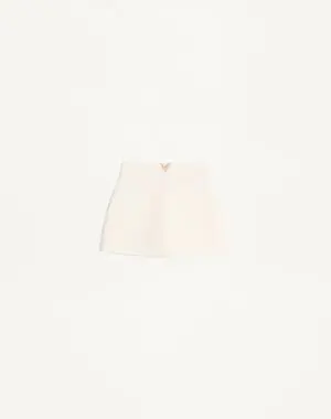 Valentino Garavani Crepe Couture Shorts With V Gold Detail - Ivory