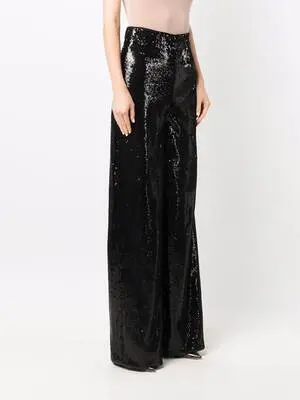 Philipp Plein Embellished Wide-leg Trousers - Black