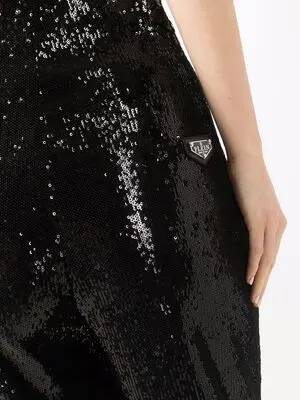 Philipp Plein Embellished Wide-leg Trousers - Black