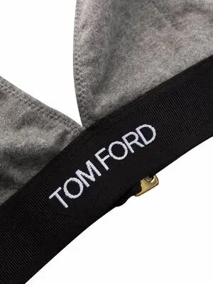 TOM FORD Logo-underband Cashmere Triangle Bra Grey