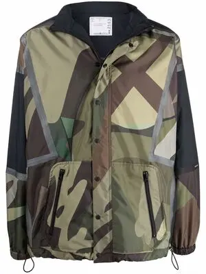 Sacai X Kaws Camouflage-print Windbreaker - Green