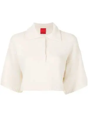 Cashmere In Love Demi Cropped Polo Shirt - White
