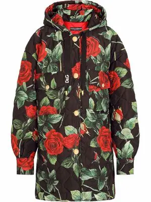 Dolce & Gabbana Rose Print Mid-length Raincoat