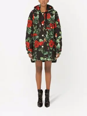 Dolce & Gabbana Rose Print Mid-length Raincoat