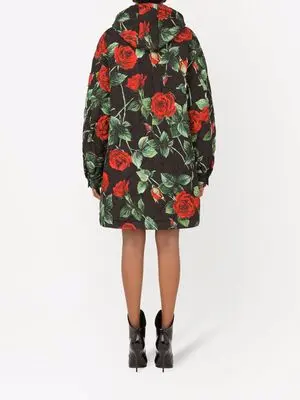 Dolce & Gabbana Rose Print Mid-length Raincoat
