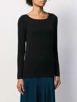 Majestic Filatures Boat Neck Fitted Top - Black