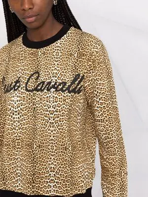 Roberto Cavalli Leopard-print Cotton Long Hoodie