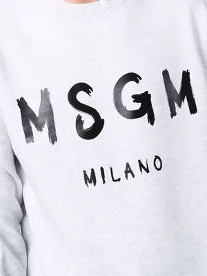 MSGM Logo-print Crew Neck Sweatshirt - Grey