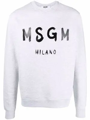 MSGM Logo-print Crew Neck Sweatshirt - Grey