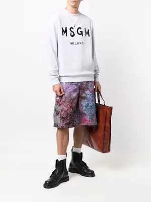 MSGM Logo-print Crew Neck Sweatshirt - Grey