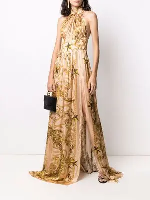Philipp Plein Baroque-print Halterneck Dress