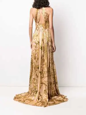 Philipp Plein Baroque-print Halterneck Dress