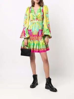 Philipp Plein Baroque Print Empire Dress
