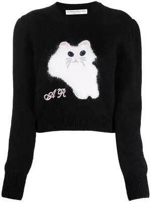 Alessandra Rich Cat Intarsia Knit Jumper