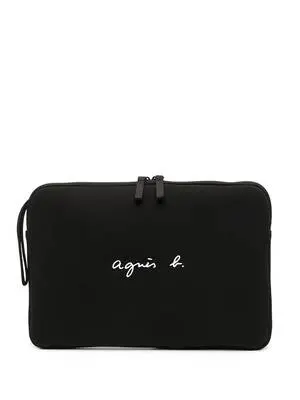 AGNES B. Logo-print Laptop Bag - Black