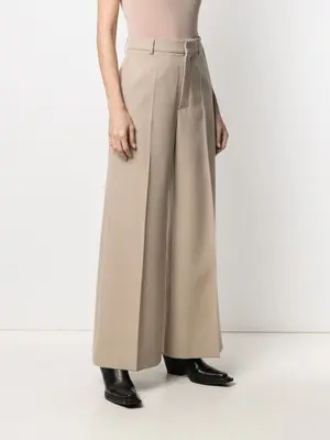 AMI Paris High-waisted Palazzo Pants - Neutrals