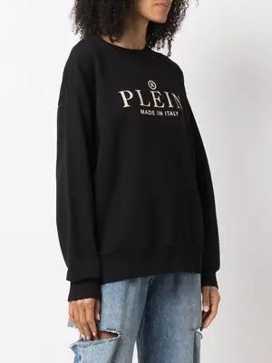 Philipp Plein Cotton Logo Print Sweatshirt - Black