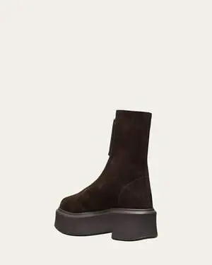 THE ROW Suede Moto Booties - Brown