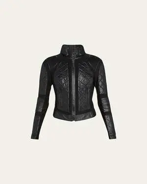 Blanc Noir Quilted Leather Moto Jacket