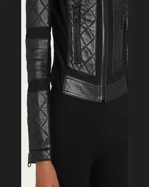 Blanc Noir Quilted Leather Moto Jacket