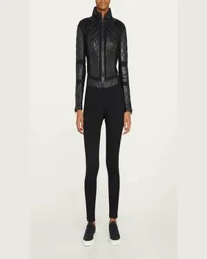 Blanc Noir Quilted Leather Moto Jacket