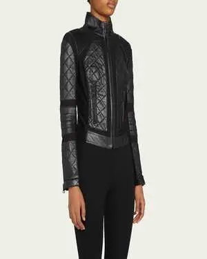 Blanc Noir Quilted Leather Moto Jacket