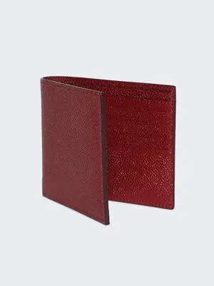 Thom Browne Pebble Grain Bifold Wallet Pastel Yellow Burgundy