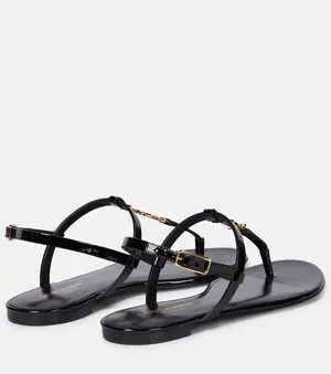 Saint Laurent Cassandra Patent Leather Thong Sandals