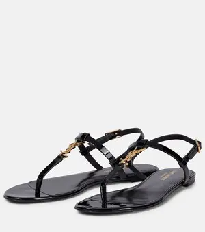Saint Laurent Cassandra Patent Leather Thong Sandals