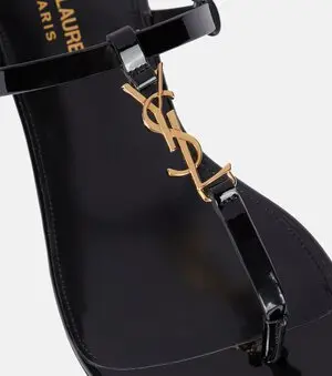 Saint Laurent Cassandra Patent Leather Thong Sandals