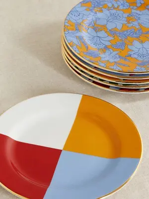 La DoubleJ Set Of Six Dessert Plates - Red