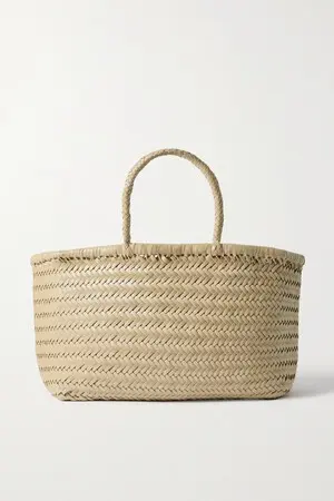 Dragon Diffusion Bamboo Triple Jump Big Woven Leather Tote Cream