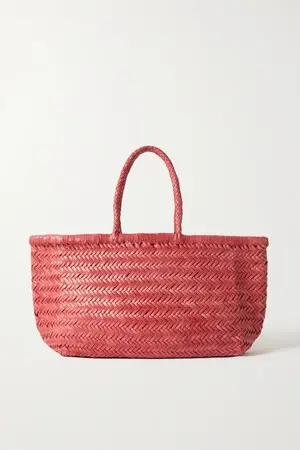 Dragon Diffusion Bamboo Triple Jump Big Woven Leather Tote Pink