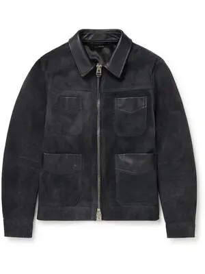TOM FORD Slim-fit Leather-trimmed Suede Field Jacket