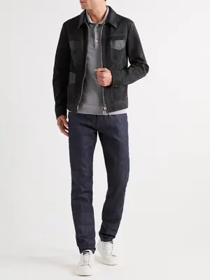 TOM FORD Slim-fit Leather-trimmed Suede Field Jacket