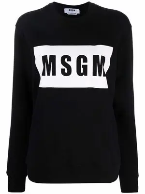 MSGM Logo-print Cotton Sweatshirt - Black
