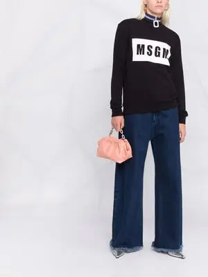 MSGM Logo-print Cotton Sweatshirt - Black