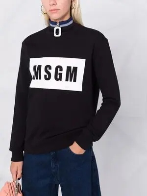 MSGM Logo-print Cotton Sweatshirt - Black