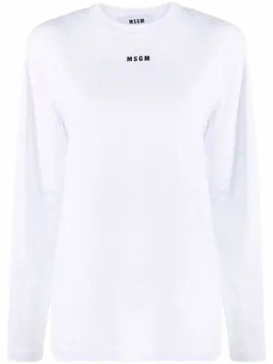MSGM Logo-print Long-sleeve T-shirt - White