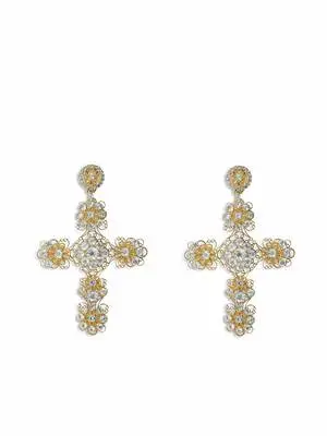 Dolce & Gabbana 18k Yellow Filigree Aquamarine Earrings - Gold